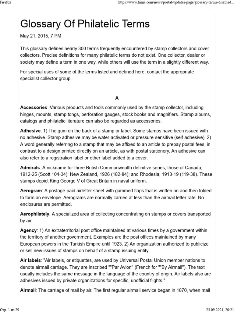 Philatelic Terms Glossary for Collectors | PDF | Postage Stamp | Mail