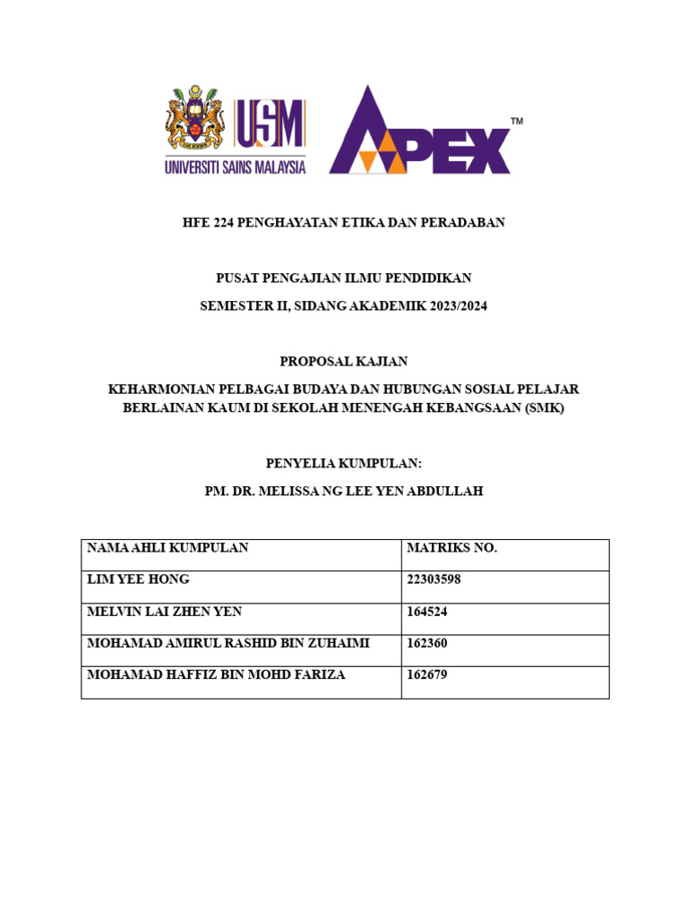 Hfe 224 Proposal (Kumpulan 2B) | PDF