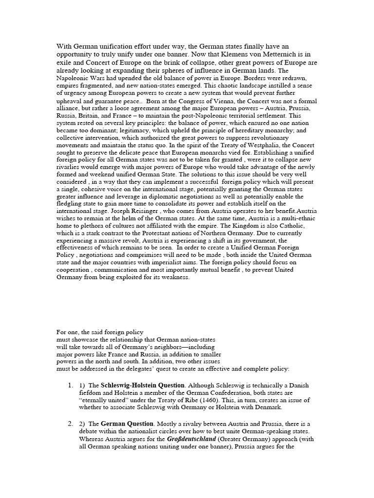 Notes Gia Position Paper YMUN | PDF | German Empire | Europe