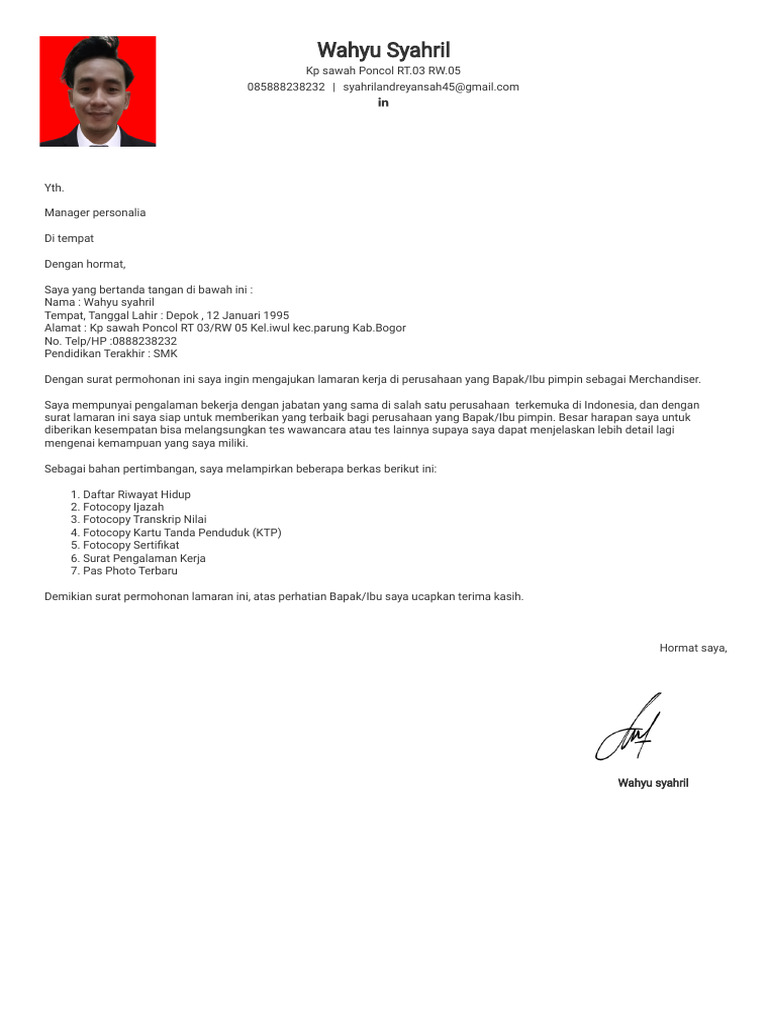 CV Wahyu Syahril | PDF