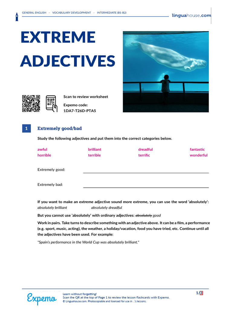 Extreme Adjectives British English Student | PDF