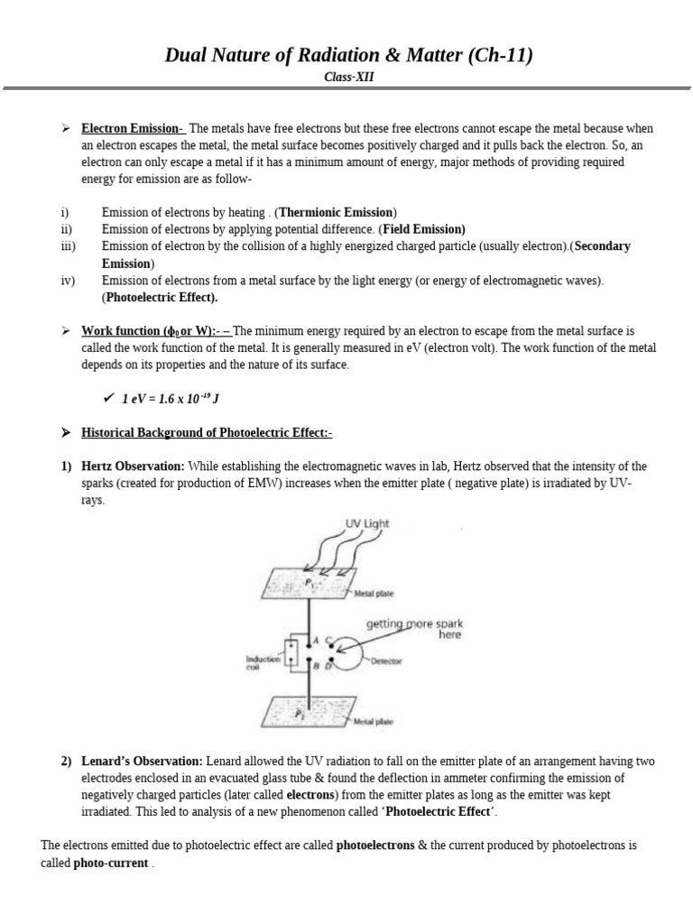 Dual Nature of Radiation (PDF - Io) | PDF | Photoelectric Effect | Photon