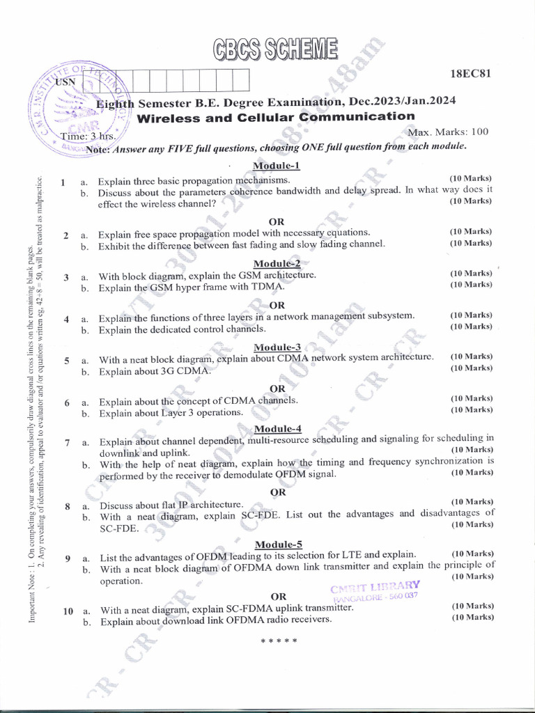 VTU Question Paper of 18EC81 Jan-Fab-2024 | PDF