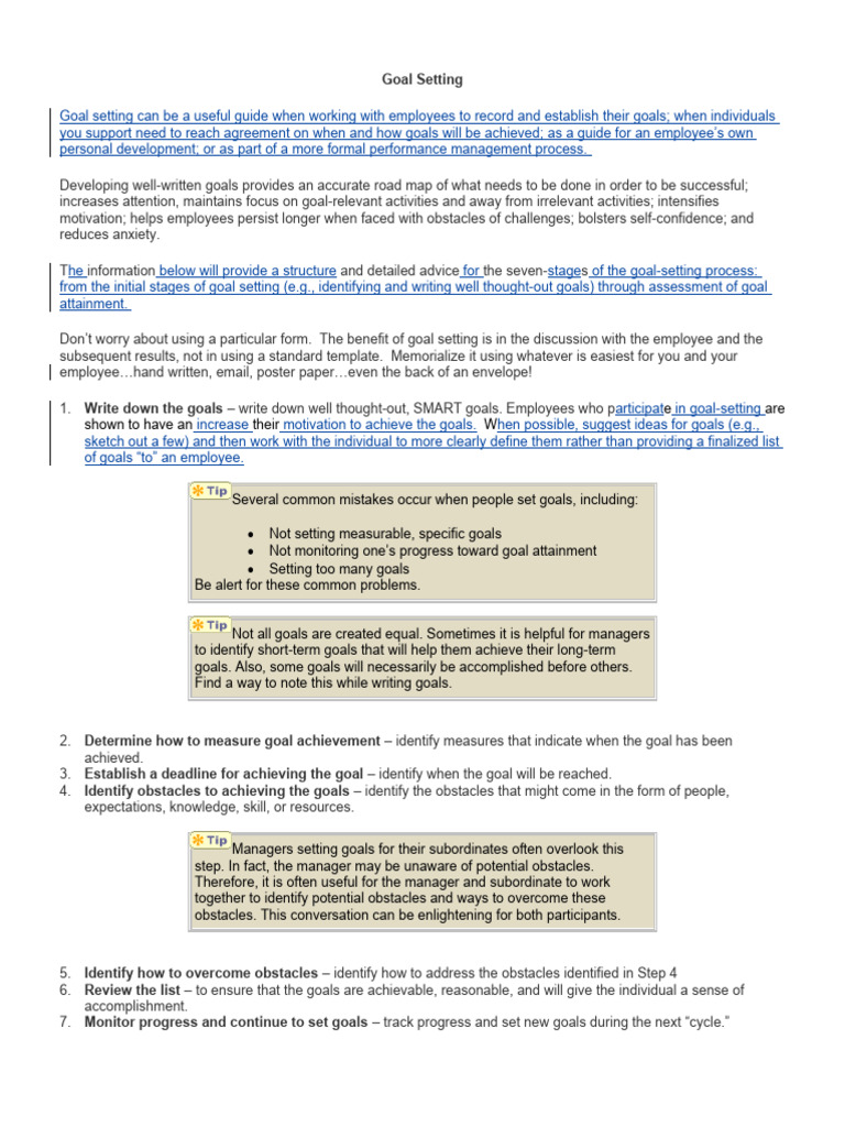 Goal Setting Overview | Download Free PDF | Goal | Goal Setting