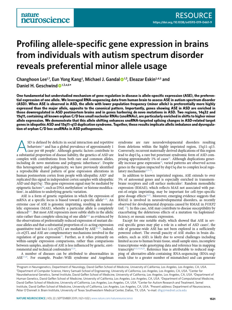 Profiling Allele-Specific Gene Expression in Brains From Individuals ...