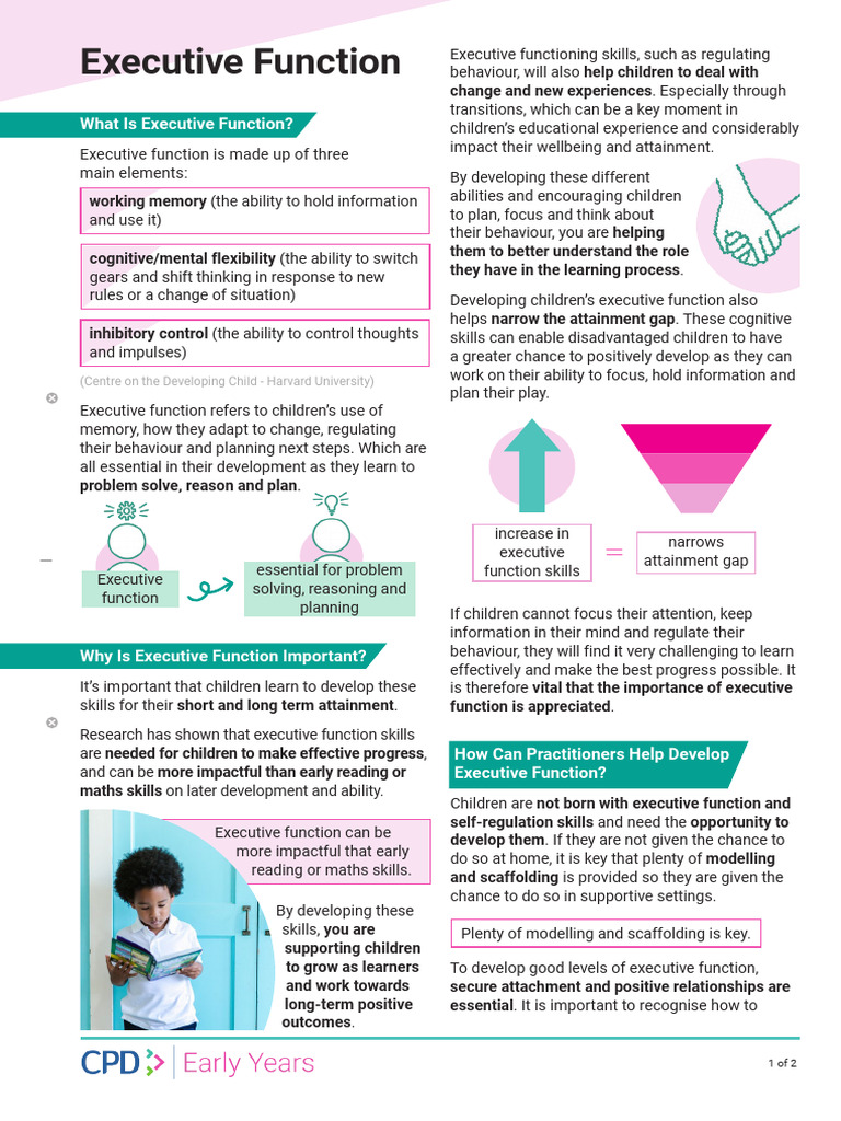 Hand Out On Executive Function | PDF | Executive Functions | Thought