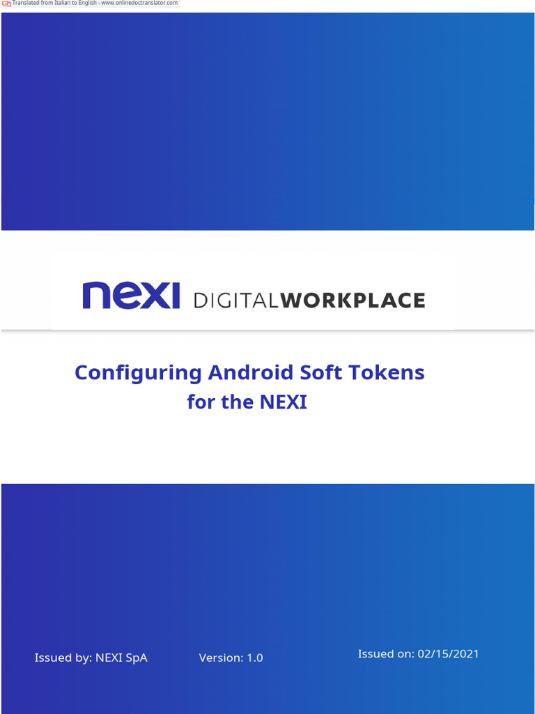 NEXI - Android Cell Soft Token Configuration - User Guide | PDF | Qr Code | Mobile App