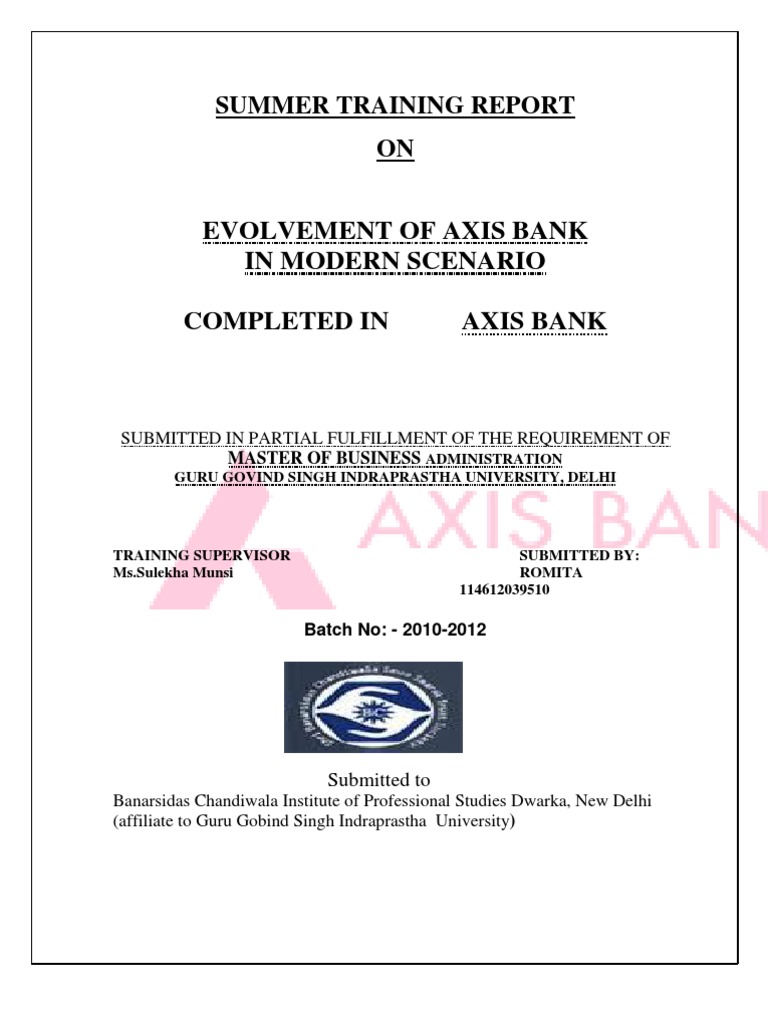 Axis Bank Project | PDF | Banks | Reserve Bank Of India