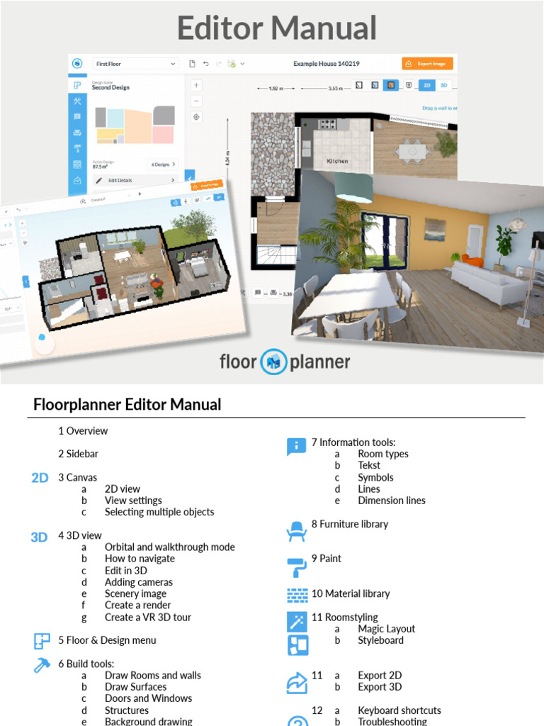 Floorplanner Editor Manual 11 2022 | PDF | 3 D Computer Graphics | Icon (Computing)
