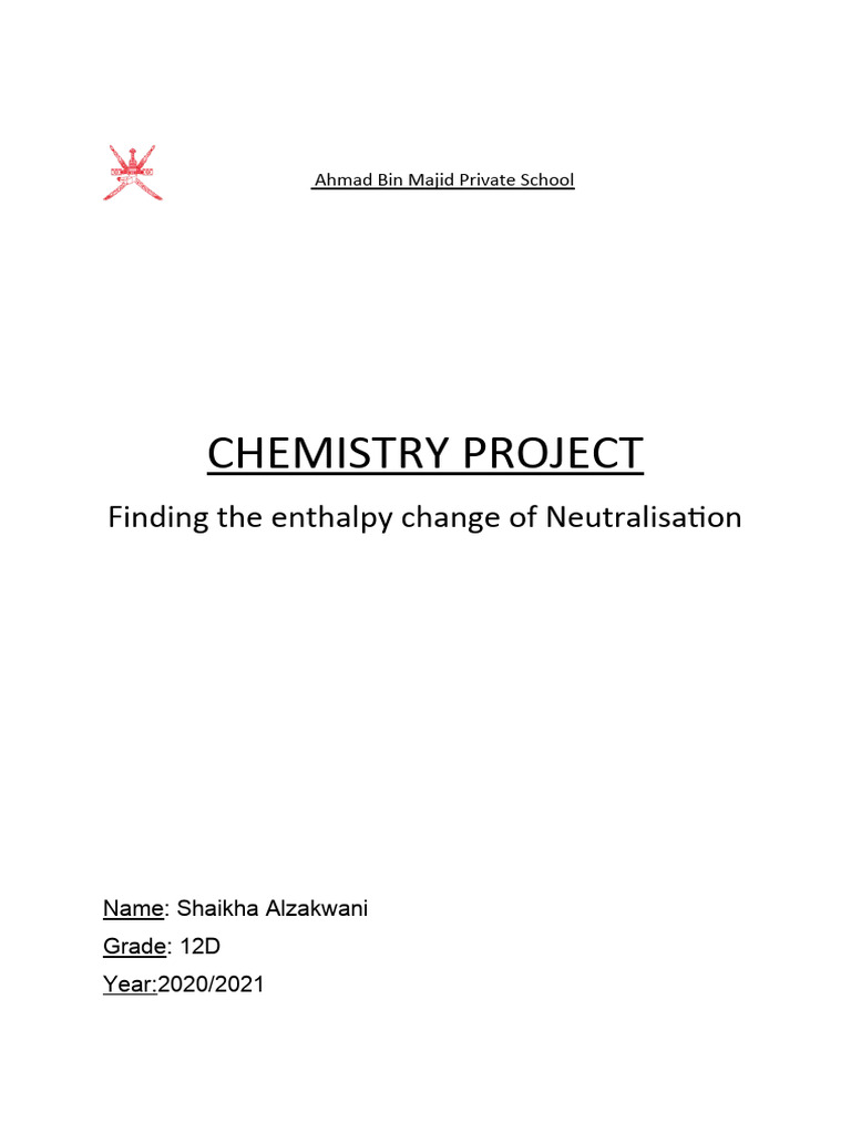 Chemistry Project: Enthalpy Change | PDF