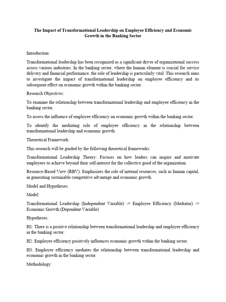 The Impact of Transformational Leadership On Employee Efficiency and Economic Growth in The ...