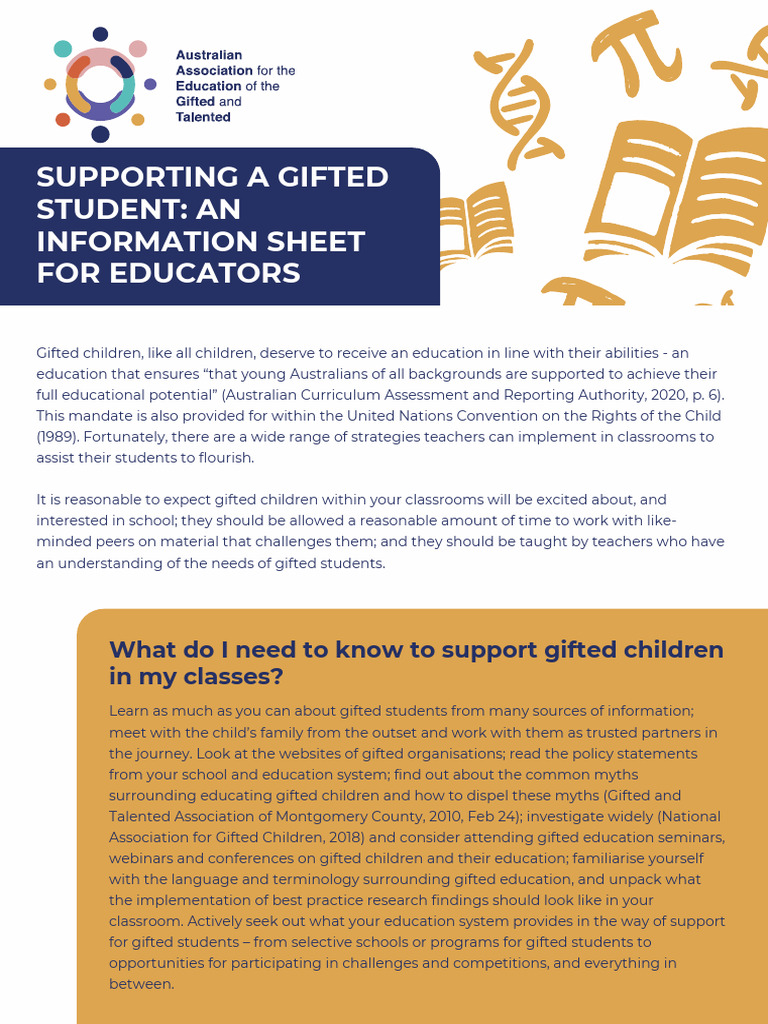 Supporting A Gifted Student An Information Sheet For Educators | PDF ...