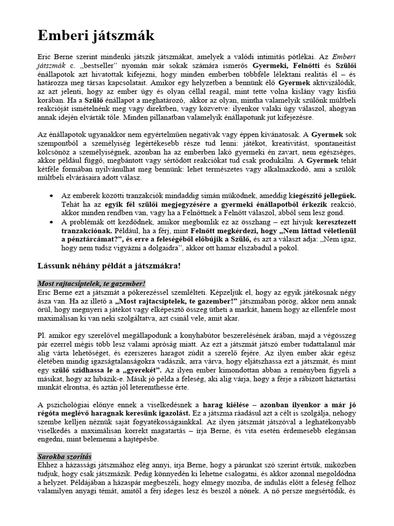 Emberi Játszmák | PDF