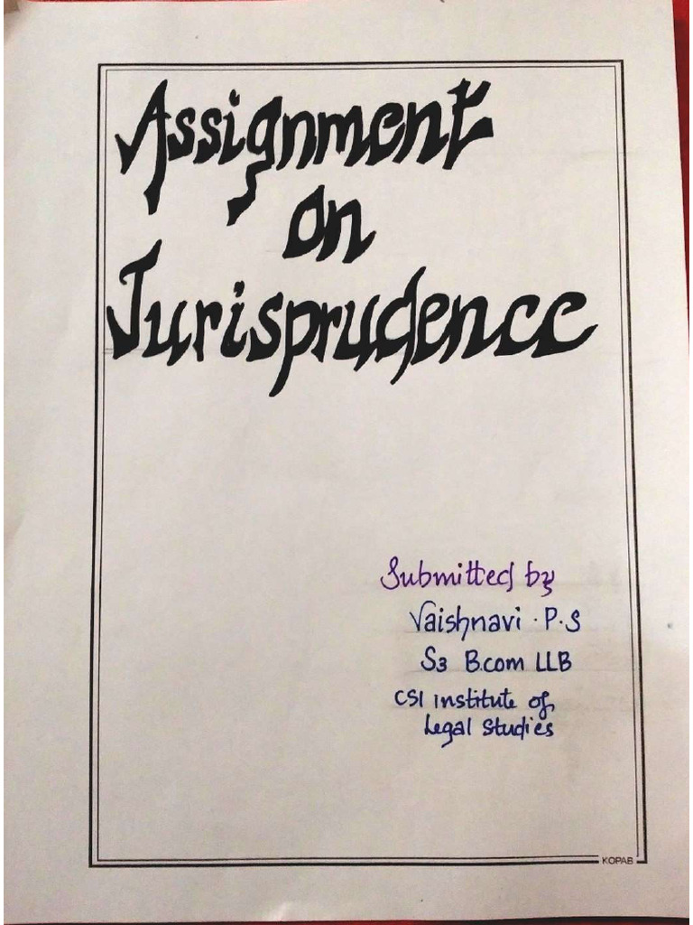 Vaishnavi PS Jurisprudence Assignment | PDF
