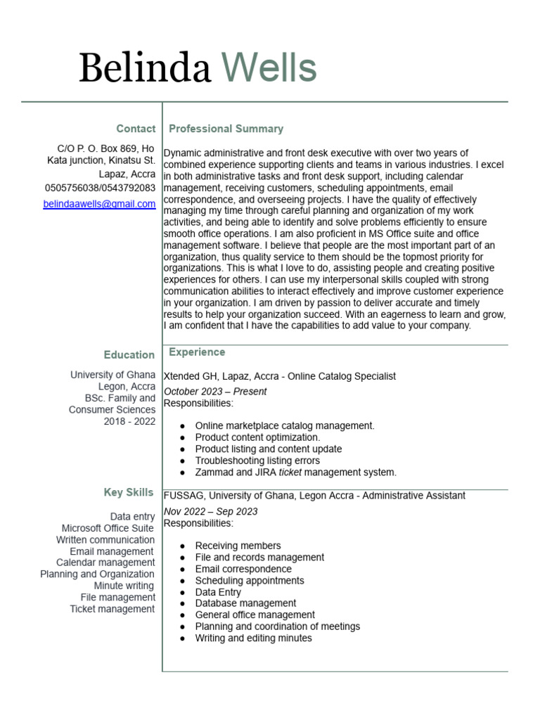 Belinda Wells CV | PDF | Information Technology | Computing