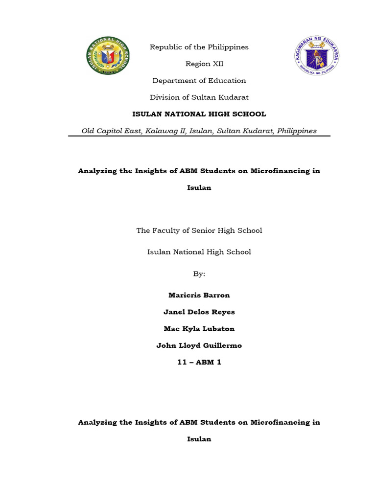 Group 2 (PR1) - CHAPTER 123 | PDF | Microfinance | Microcredit