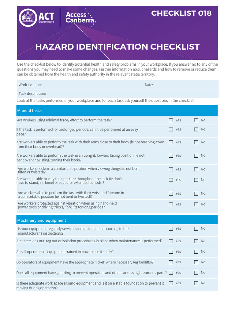 Workplace Safety Checklist | PDF | Occupational Safety And Health ...