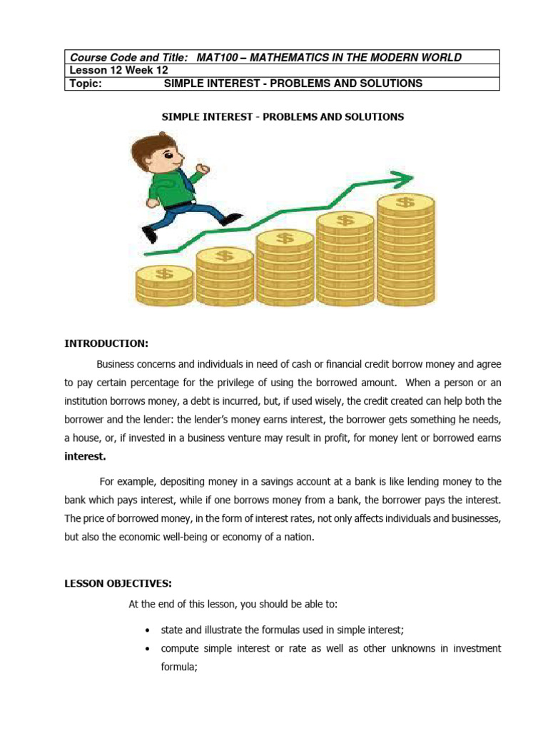 Simple Interest: Problems & Solutions | PDF | Interest | Debt