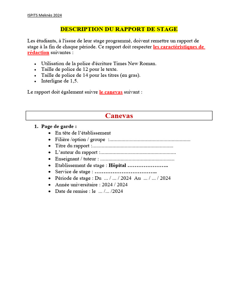 Rapport de stage ISPITS 2024 | PDF