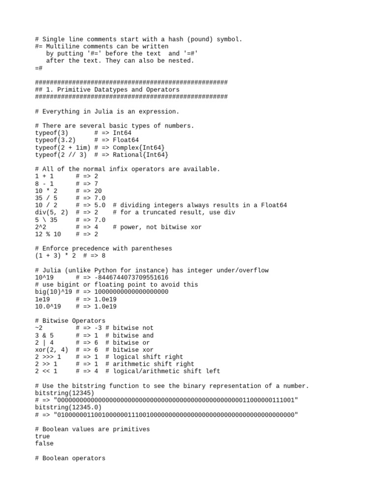 Julia Programming Languege | PDF | Data Type | Anonymous Function