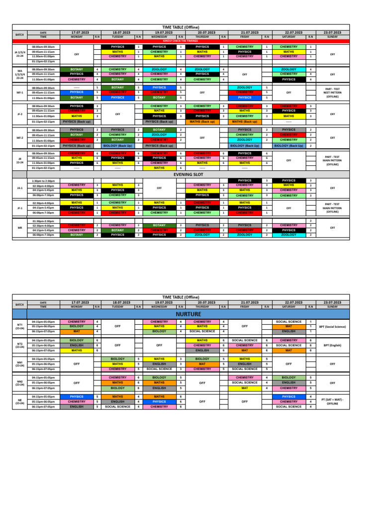 Time Table Format 17072023 | PDF