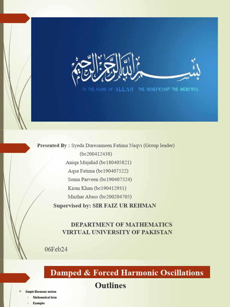 mth600 Slide | PDF | Oscillation | Damping