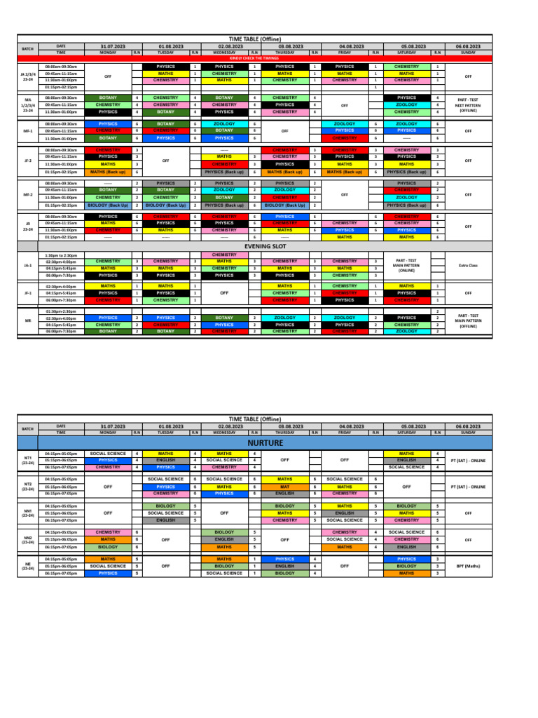 Time Table Format 31072023 | PDF | Science & Mathematics
