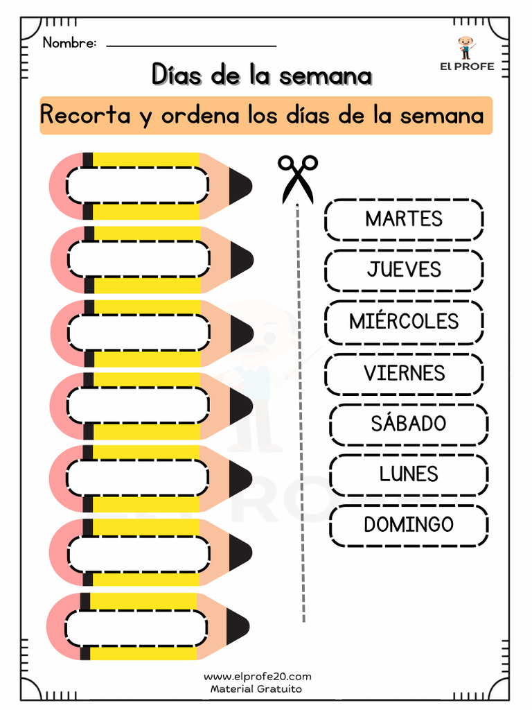 Actividades de Los Dias de La Semana Elprofe20 | PDF