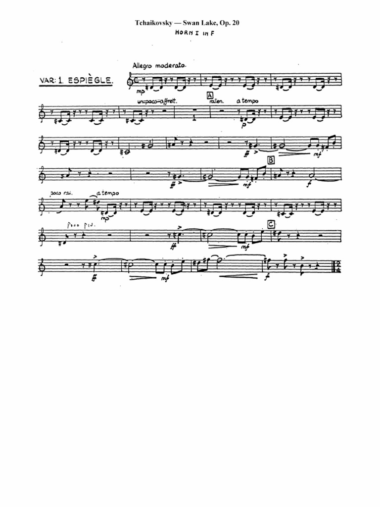 O Lago dos Cisnes - 009 Trompa 1 | PDF