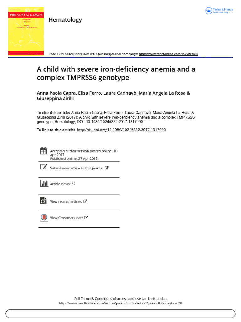Severe Iron-Deficiency Anemia Case Study | PDF | Single Nucleotide ...