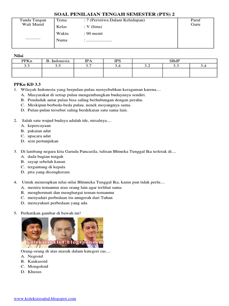 SOAL PTS 2 KELAS 5 TEMA 7 | PDF