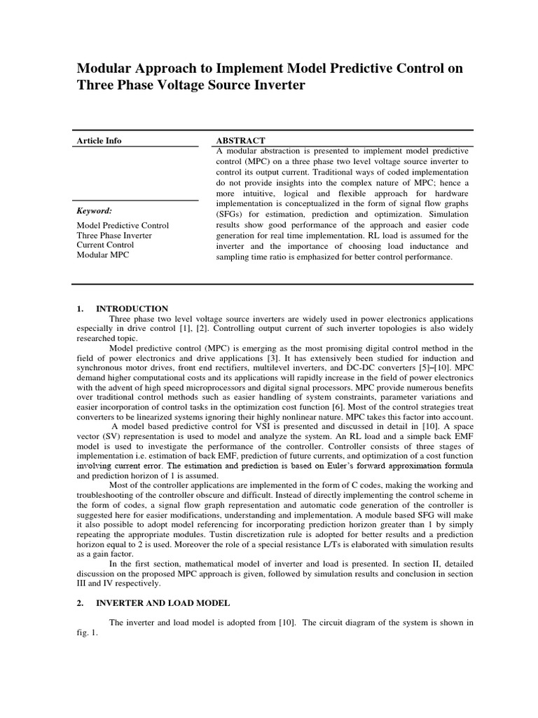ICEECC2017 - Modular Approach To Implement Model Predictive Control On Three Phase Voltage ...