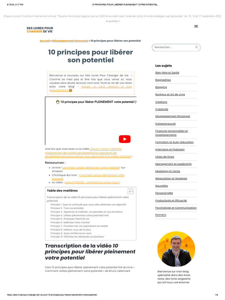10 Principes pour Libérer Votre Potentiel | PDF | Bonheur | la perception