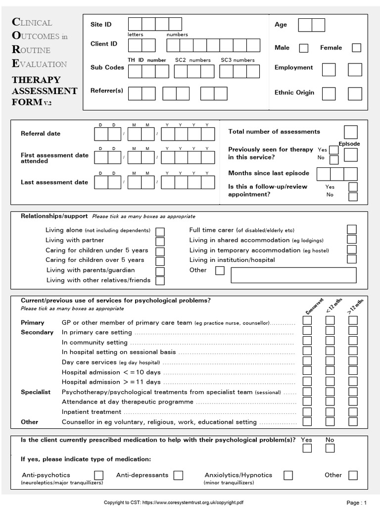 CORE-A_TAF | PDF | Mental Disorder | Psychotherapy