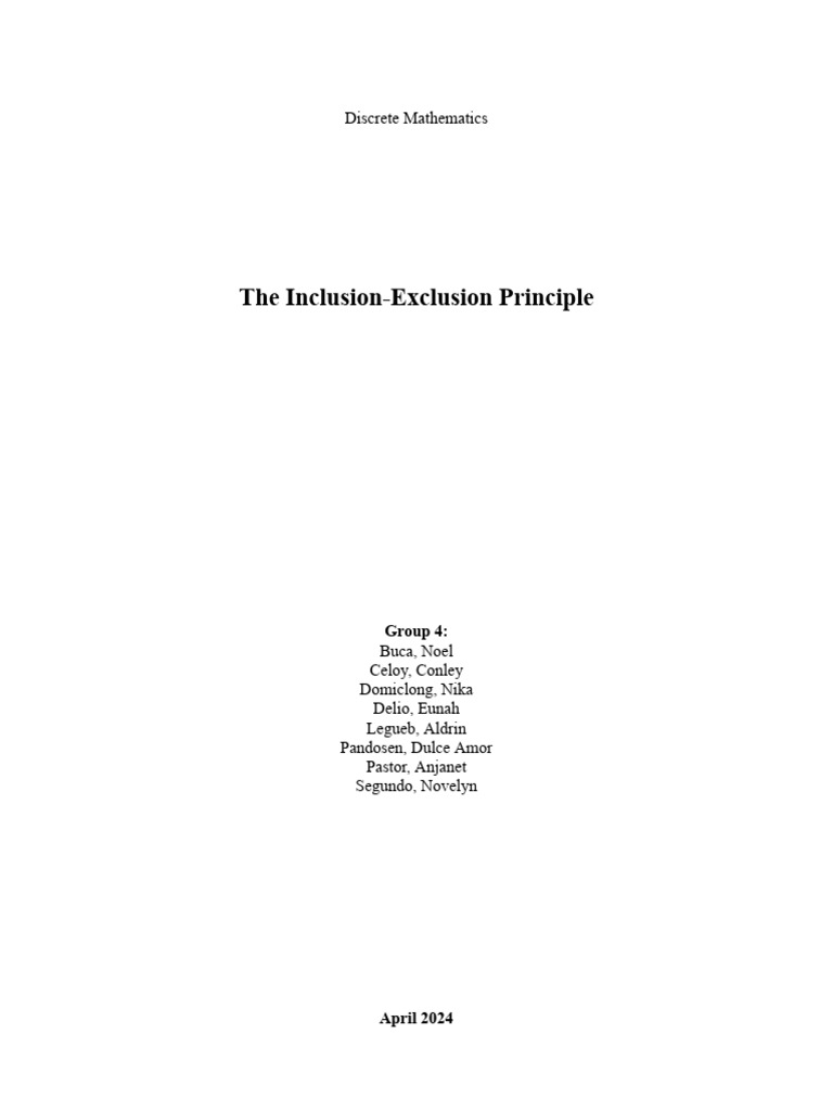 The Inclusion Exclusion Principle 5 | PDF | Set (Mathematics) | Mathematics