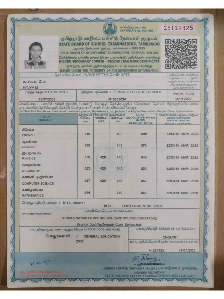 12th Marksheet New | PDF