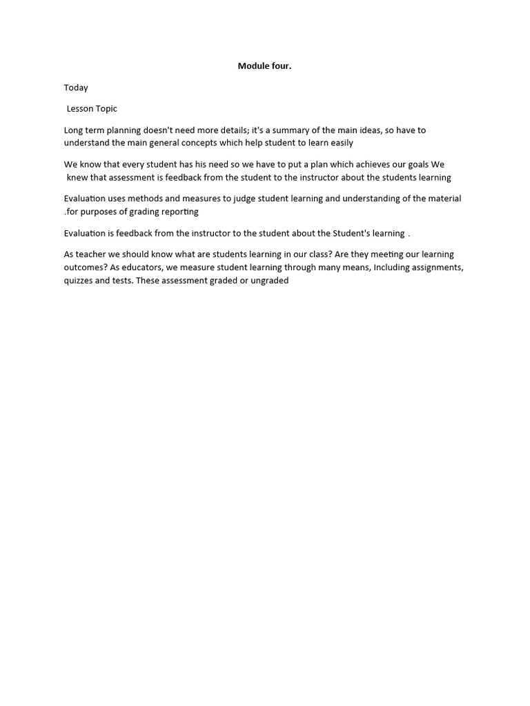 Long-Term Planning in Education Evaluation | PDF | Career & Growth