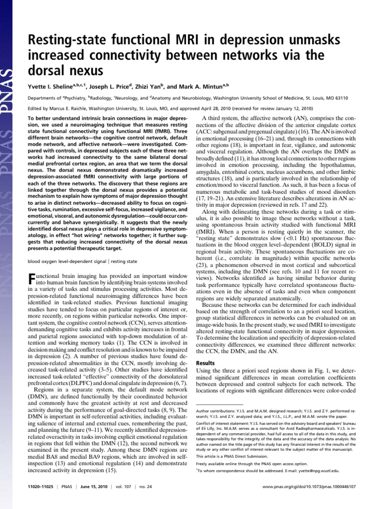 Resting-State Functional MRI in Depression Unmasks Increased ...