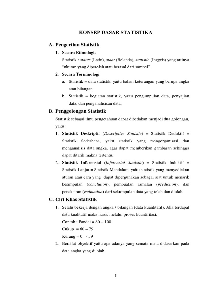 Konsep Dasar Statistika | PDF