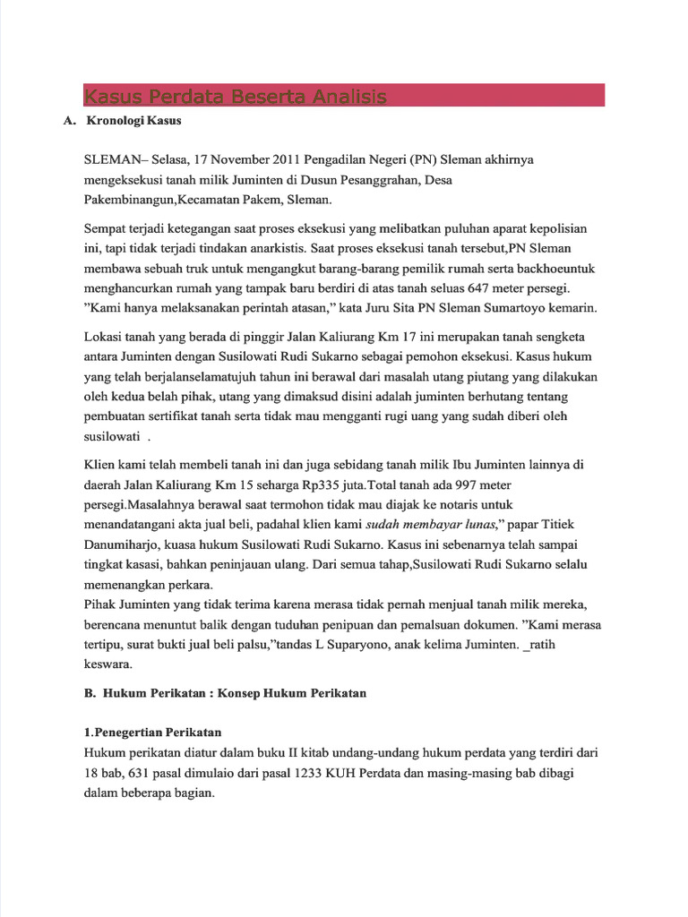 PDF Kasus Perdata Beserta Analisis - Compress | PDF | Kajian Bahasa ...