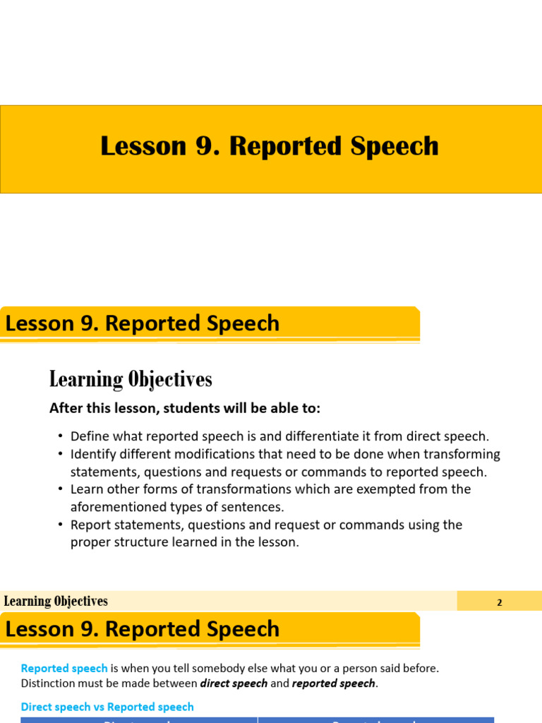 lesson_9._reported_speech | PDF | Language Mechanics | Syntax