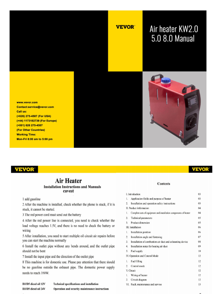 VEVOR Diesel Heater Manual | PDF
