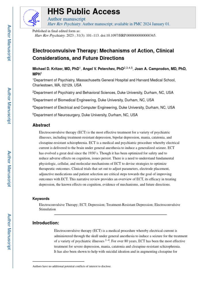Jurnal ECT | PDF | Electroconvulsive Therapy | Major Depressive Disorder