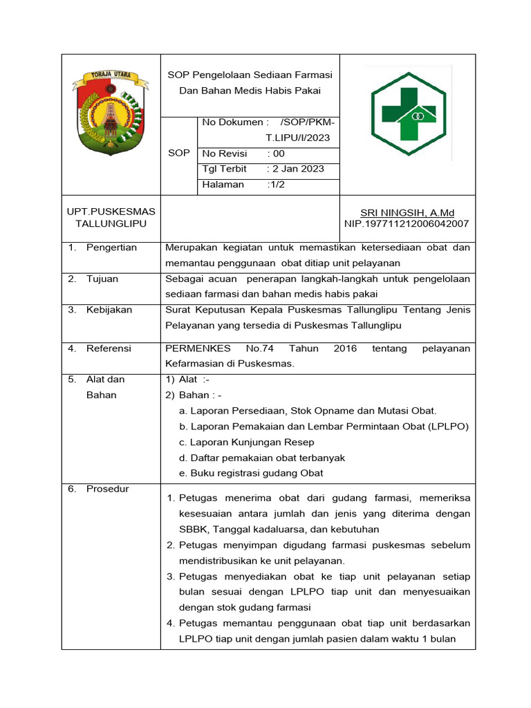 Fix 3.10.1.b SOP Pengelolaan Sediaan Farmasi Dan Bahan Medis Habis Pakai (BMHP) | PDF