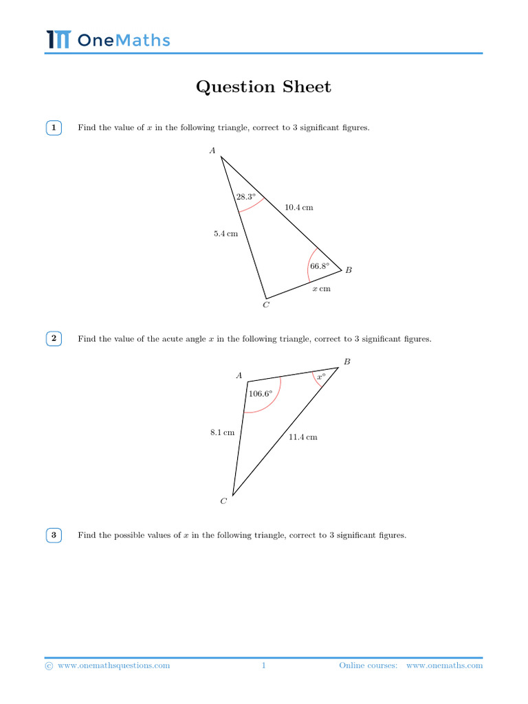 Triangle Angle and Side Calculations | PDF | Trigonometry | Triangle ...