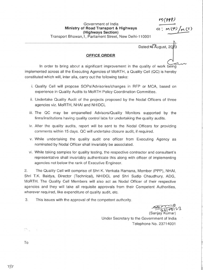 Order - Committee Constituted Quality Cell (QC) | PDF