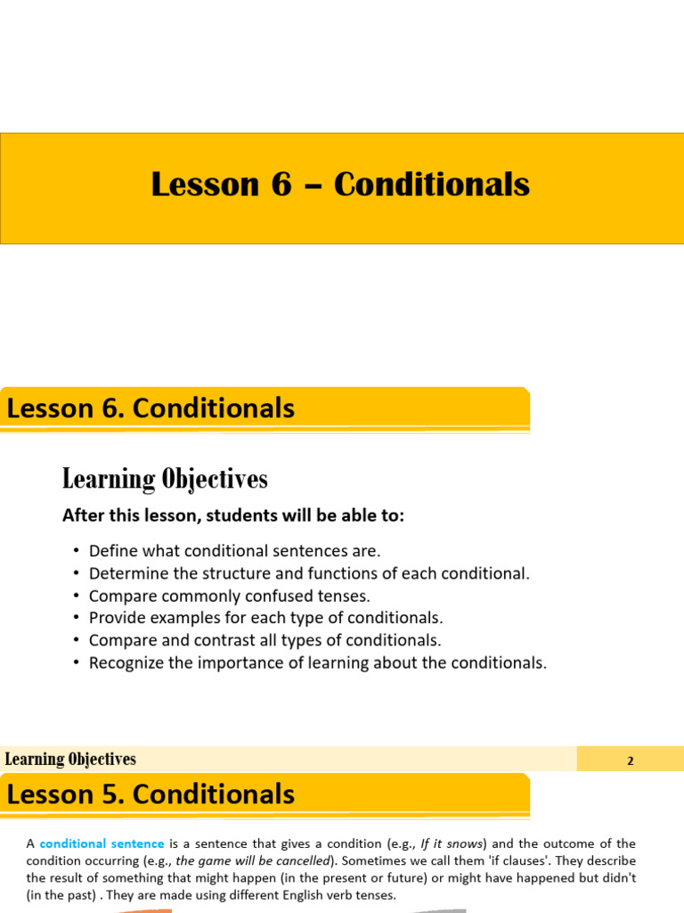 Lesson 6. Conditionals | PDF | Linguistic Morphology | Syntax