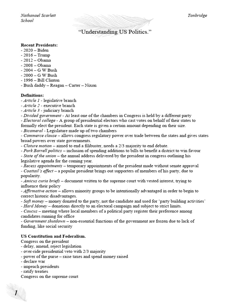 Understanding US Politics | PDF | American Government | United States ...