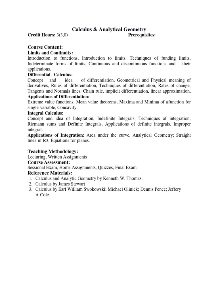 Calculus and Analytic Geometry | PDF | Teaching Methods & Materials