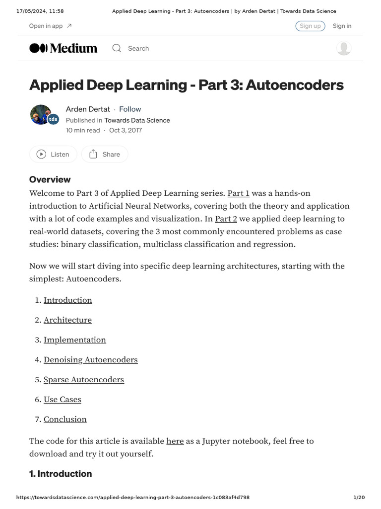 Applied Deep Learning Part 3 Autoencoders By Arden Dertat Towards Data Science